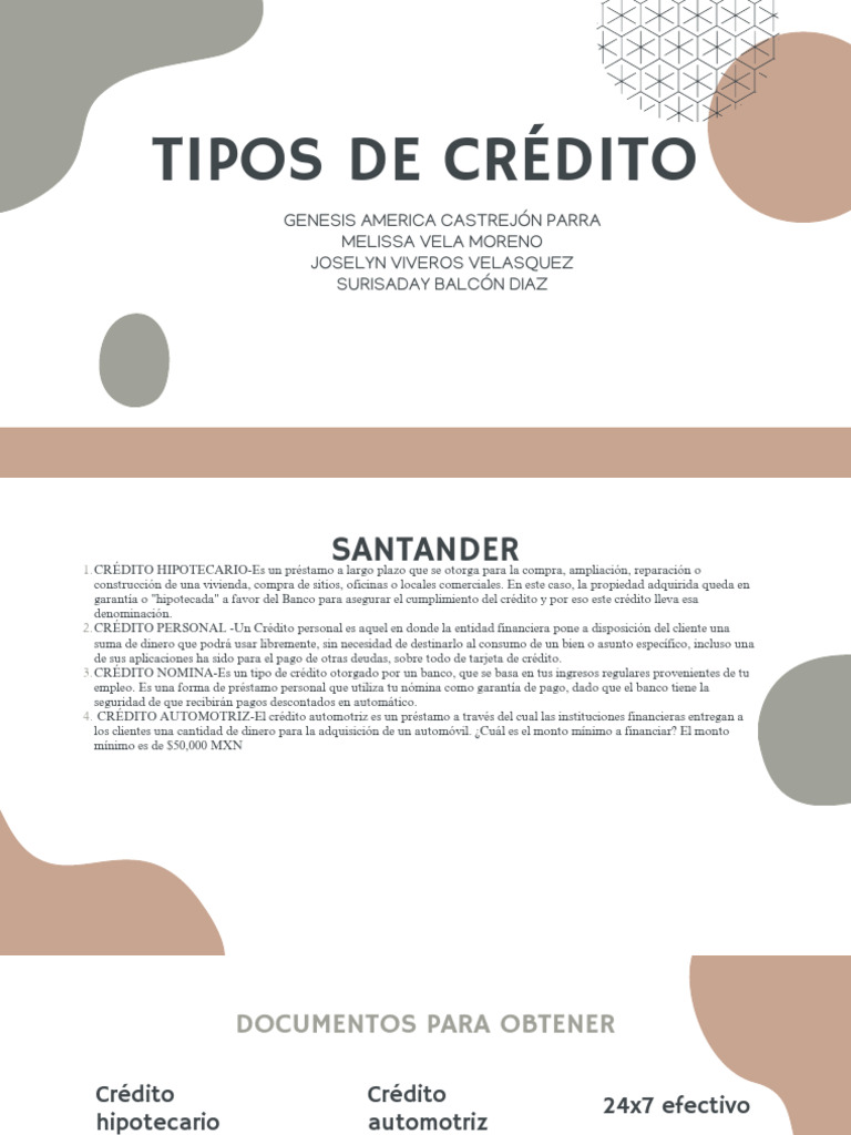 TIPOS DE CREDITO - PPTX - 20240307 - 111341 - 0000 | PDF | Bancos | Crédito