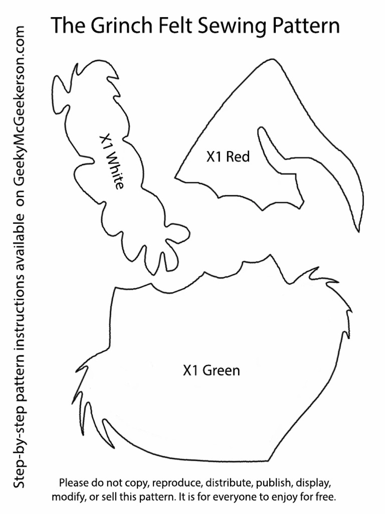 Free DIY Grinch Felt Sewing Pattern | PDF
