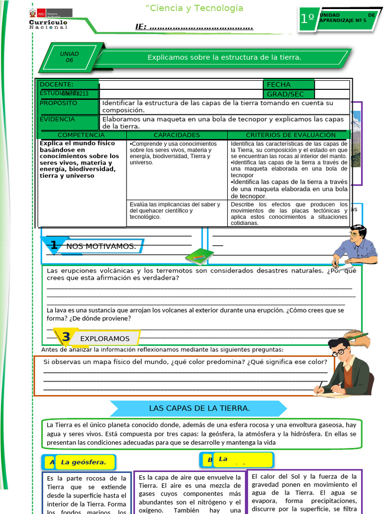 A-1º Act 1 Cyt Und 6 - Sem 1 | PDF | Placas tectónicas | Temblores
