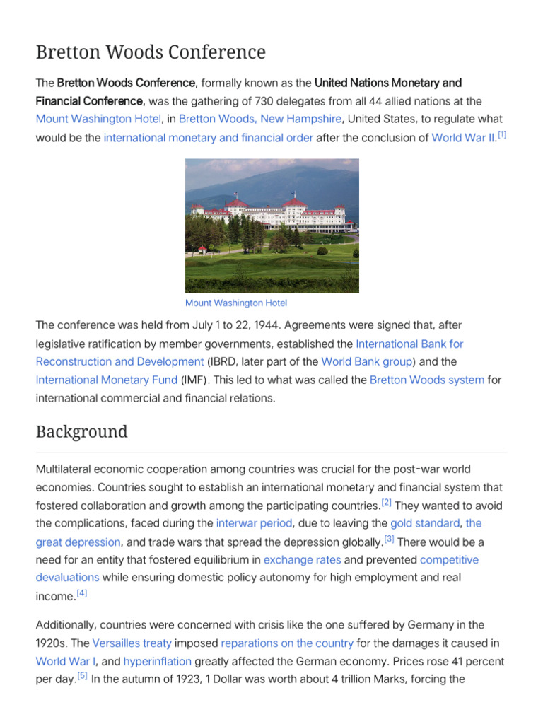 Bretton Woods Conference Overview | PDF | Economies | International Finance