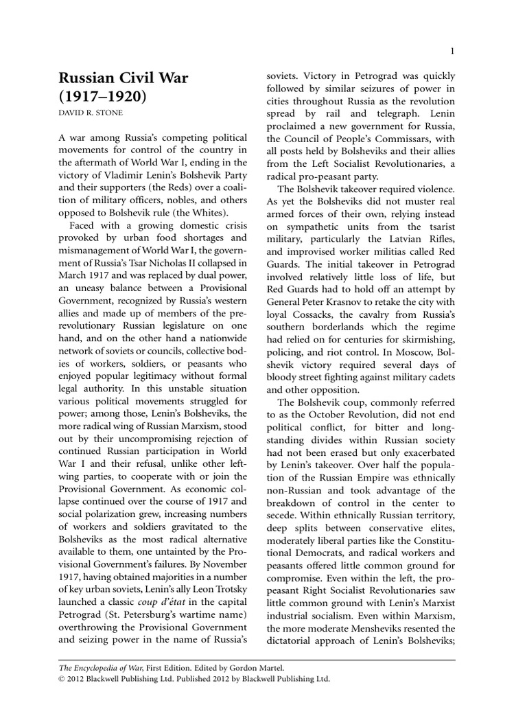 Russian Civil War | PDF | Vladimir Lenin | Bolsheviks