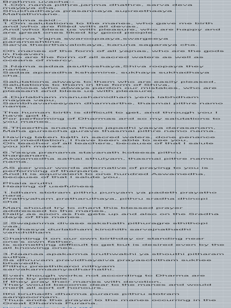 Pitru Stotram | PDF | Hindu Deities | Indian Religions