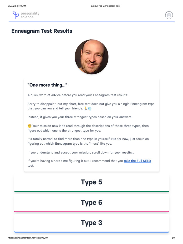 Fast & Free Enneagram Test | PDF | Thought | Enneagram Of Personality