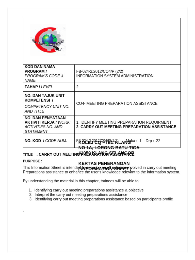 Is Set 2 C04 Meeting Arrangment | PDF | Videotelephony | Brainstorming