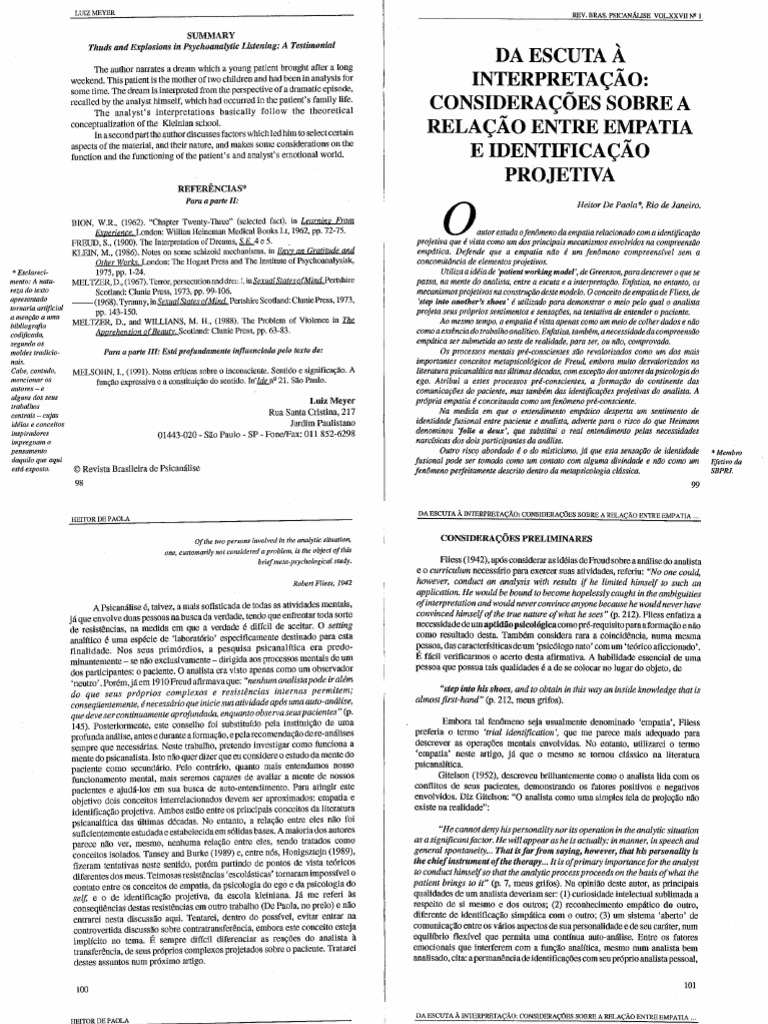 De PAOLA, Heitor Fernando B. - Da Escuta À Interpretação | PDF