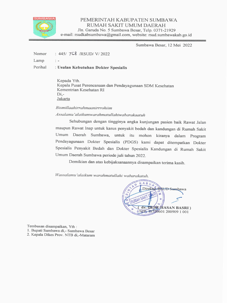 Surat Usulan PDGS Tahun BARU | PDF