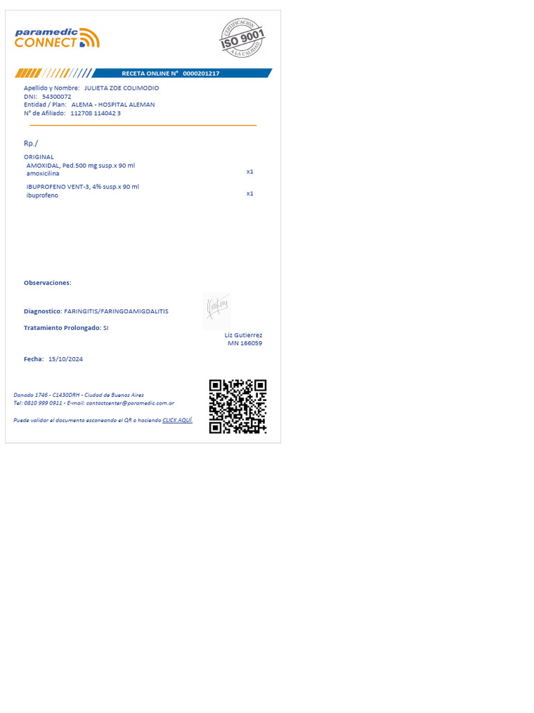 Receta 20241015 | PDF