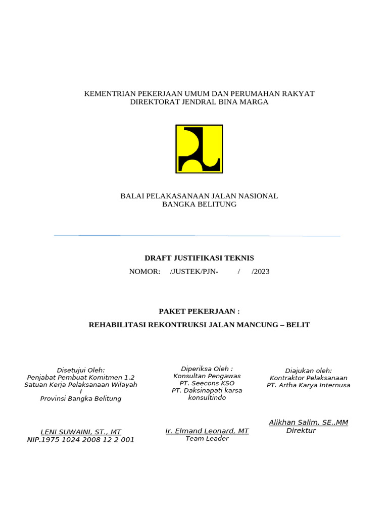 Justifikasi Teknik Rekontruksi Jalan | PDF