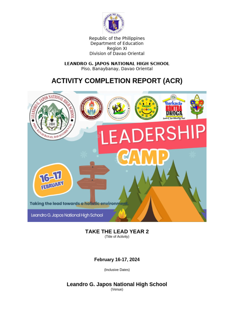 Activity Completion Report - Take the Lead Year 2 | PDF