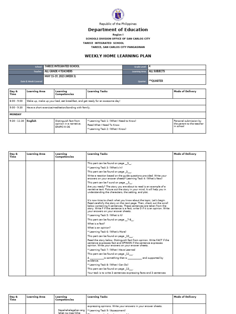Whlp-Grade-4 - Q4 - Week3 Final | PDF | Area
