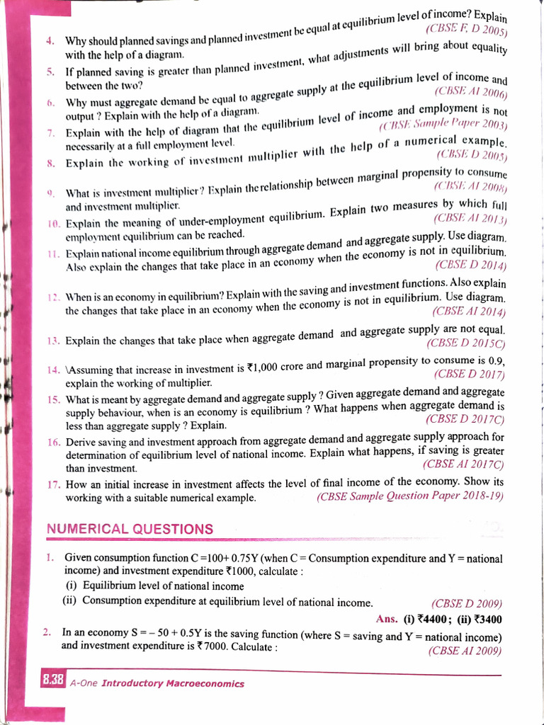Chapter 8 Numericals ID MANGLA AD-As | PDF | Consumption (Economics) | Measures Of National ...