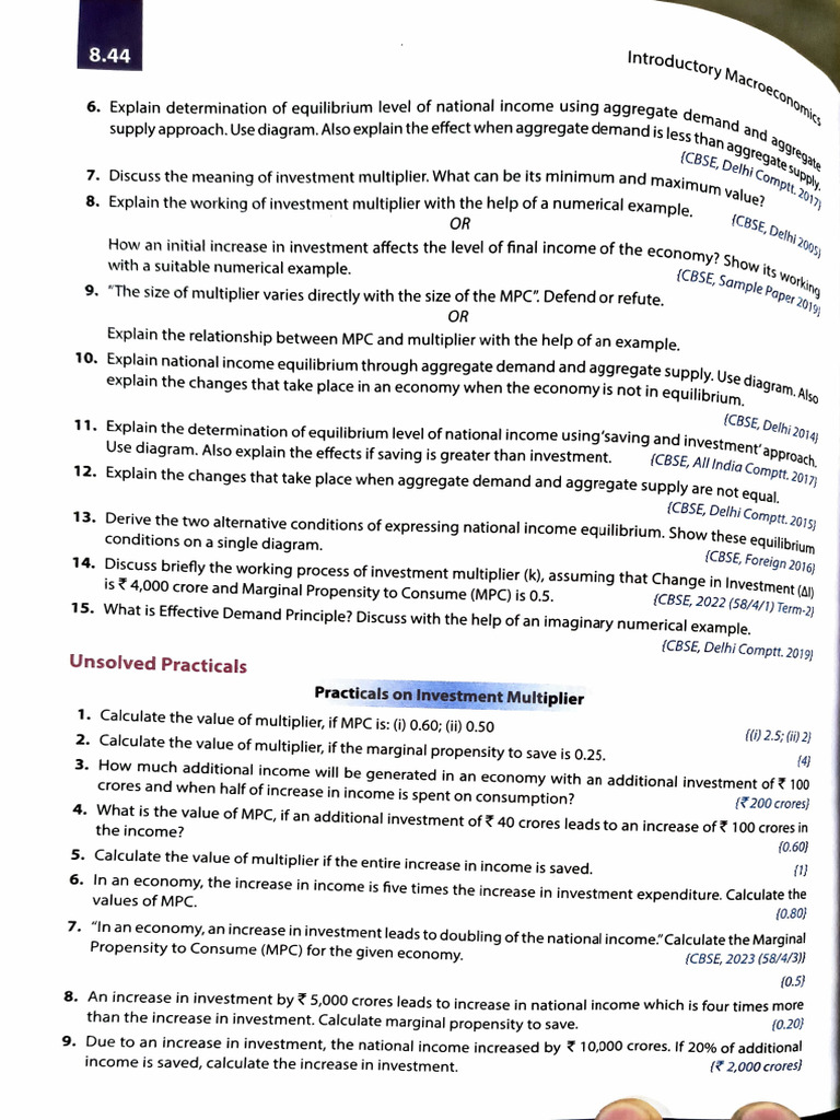 Macro AD AS Numericals Sandeep Garg | PDF | Consumption (Economics ...