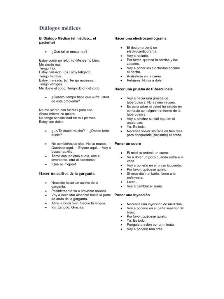 Diálogos Médico-Paciente en Español | PDF | Estilo de vida
