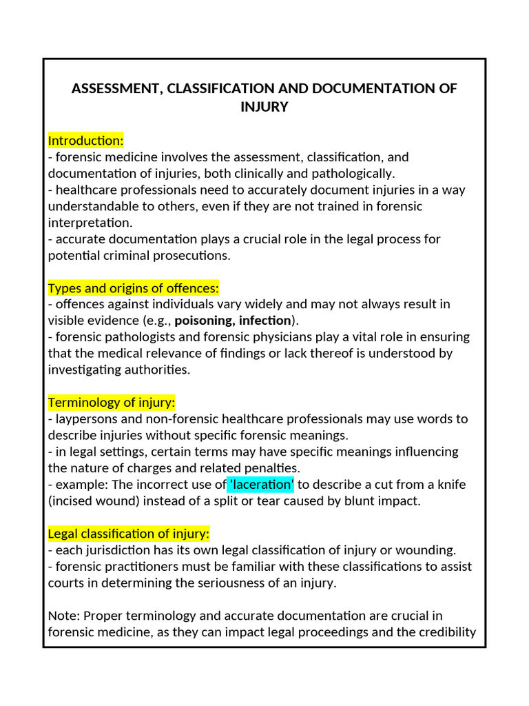 Forensic Injury Assessment & Documentation | PDF | Self-Improvement