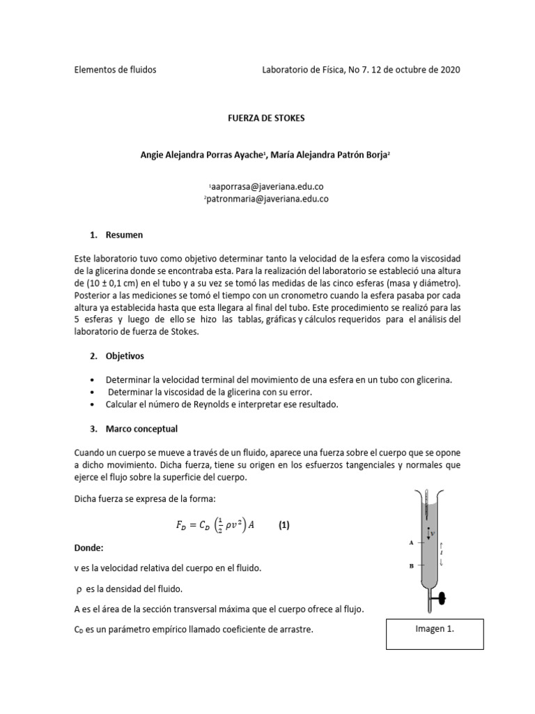 Laboratorio de Stokes 7. Angie Porras Ayache-Maria Patron Borja. | PDF ...