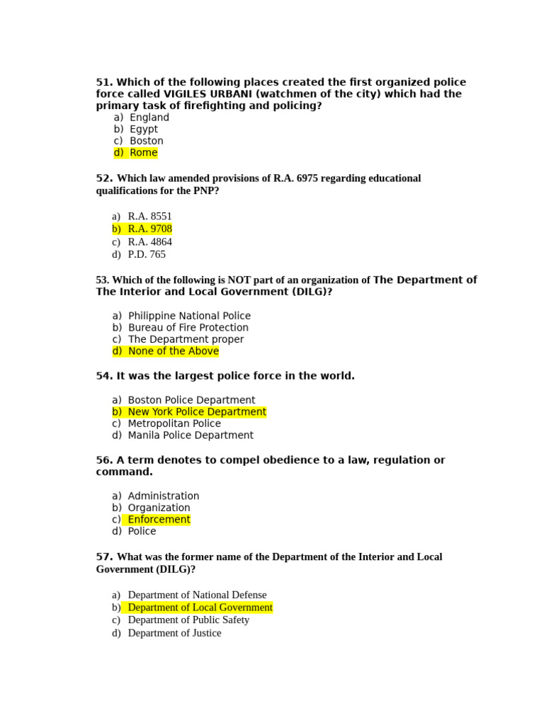 2nd 50 Questions - LEA 1 | PDF | Police | Law Enforcement Agency