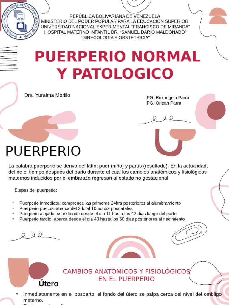 Puerperio Normal y Patologico | PDF | Periodo posparto | Infección del ...