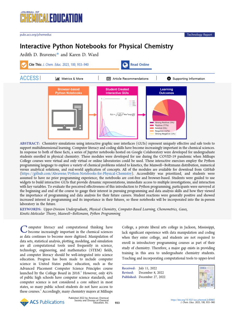 Bravenec Ward 2022 Interactive Python Notebooks For Physical Chemistry | PDF | Temperature ...