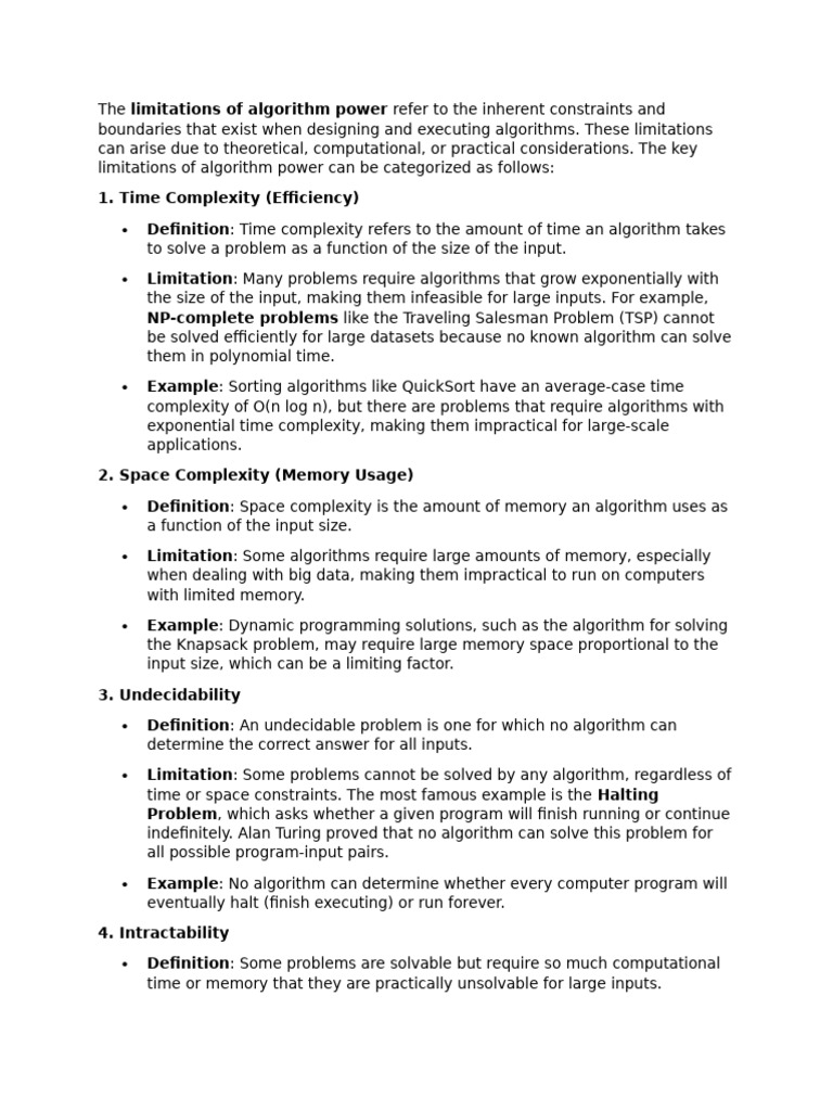 The Limitations of Algorithm | PDF | Time Complexity | Computational Complexity Theory