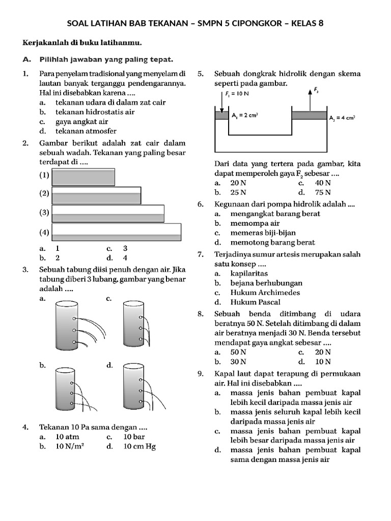 Soal Latihan Bab Tekanan | PDF