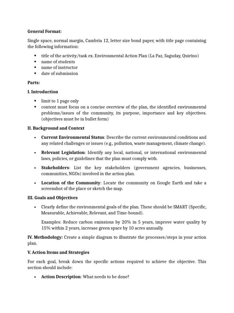 Environmental Action Plan Template | PDF | Climate Change Mitigation ...