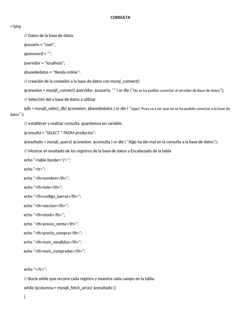 Codigos Php-Mysql | PDF | Bases de datos | Ingeniería de software