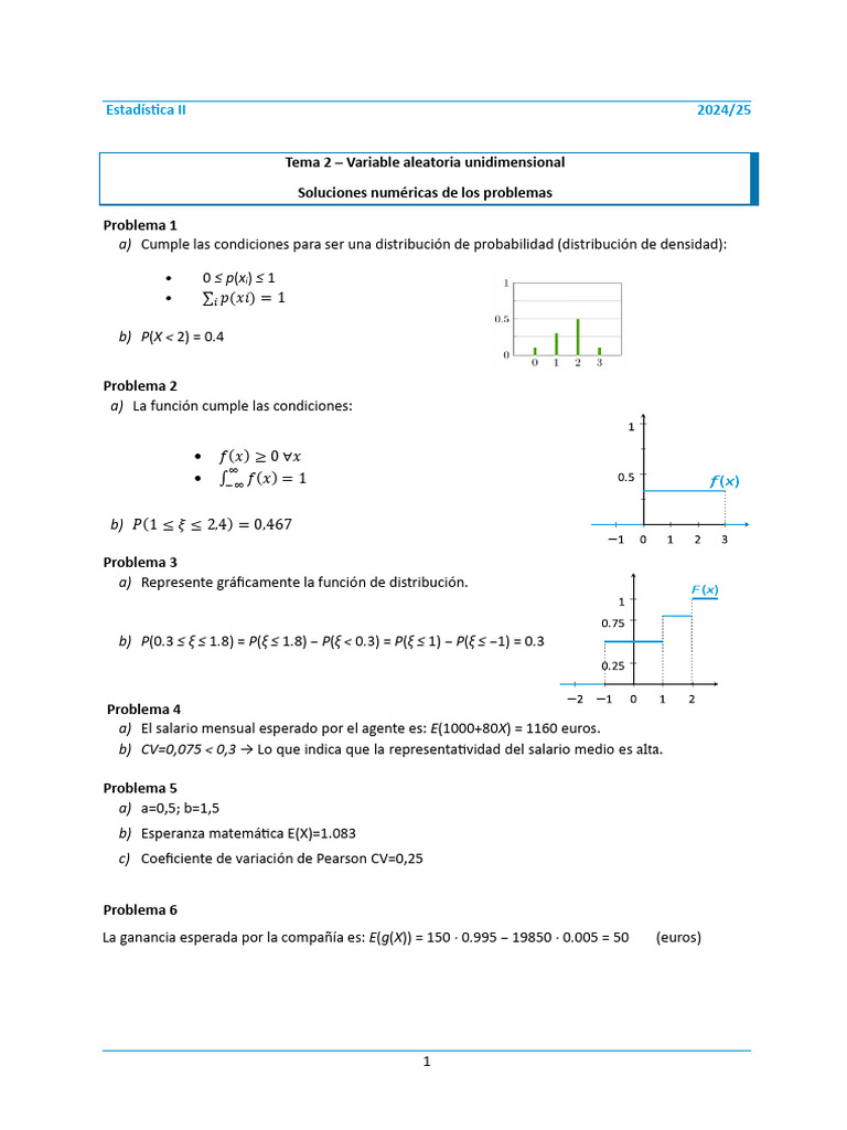 Ejercicios T2 Variable Aleatoria Soluciones | PDF