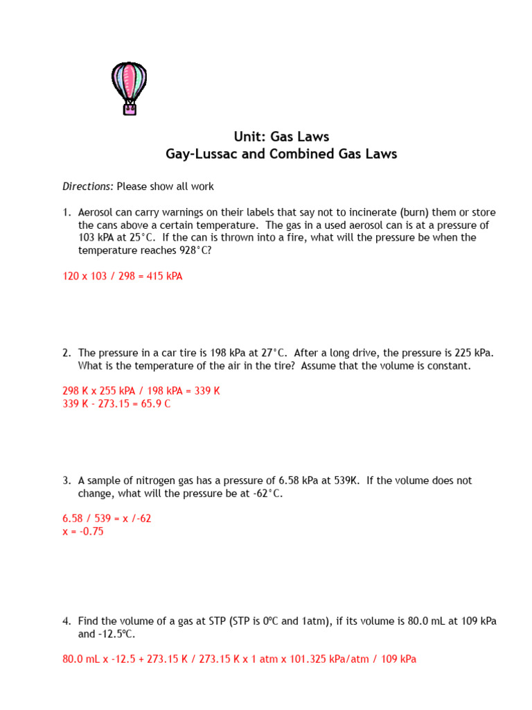 Gay-Lussac and Combined Gas Laws | PDF | Home & Garden