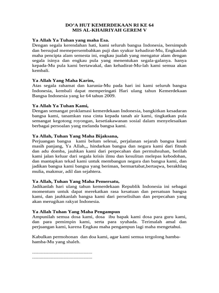 Doa Hut Ri Mis Gerem V 2009 | PDF
