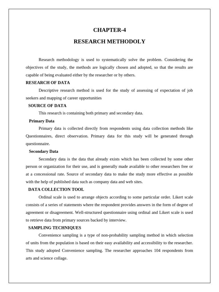 Chapter-4 Research Methodoly | PDF | Analysis Of Variance | Statistics