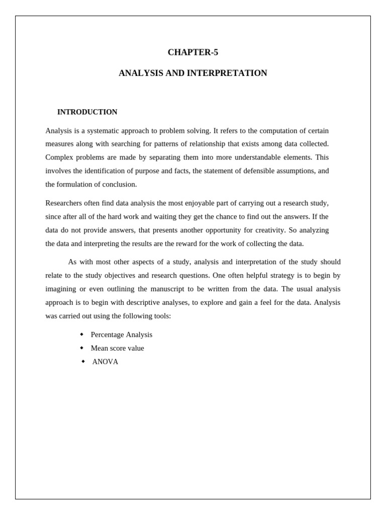 Chapter-5 Analysis and Interpretation | PDF | Analysis | Data