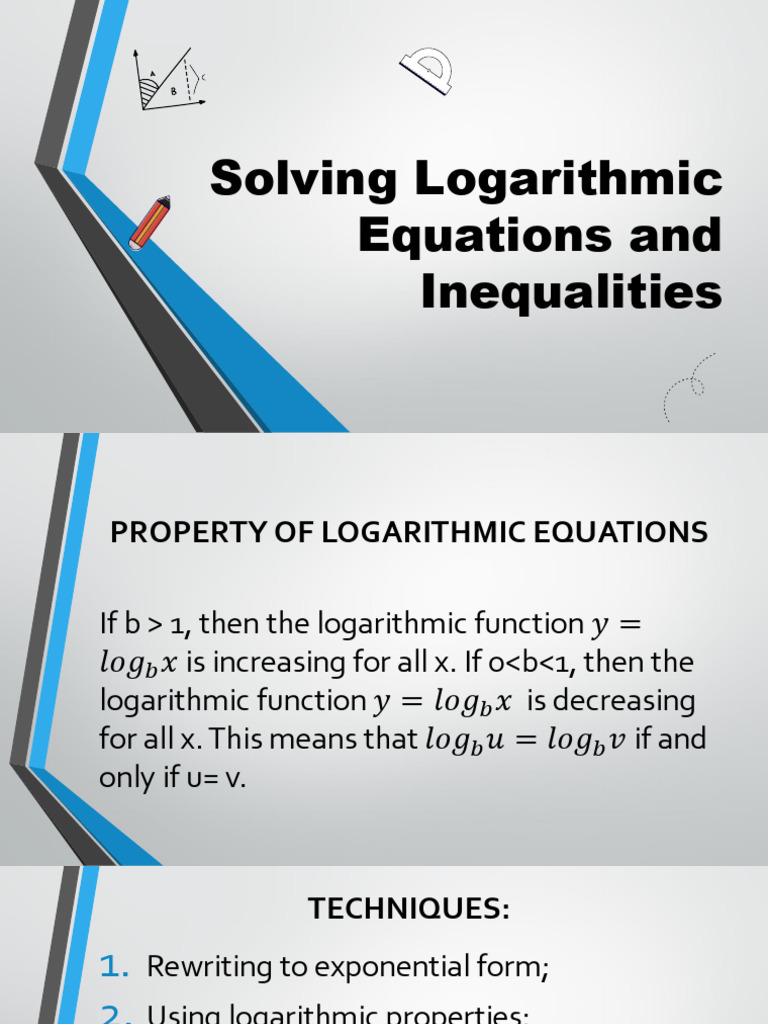 7 - Solving of Logarithmic Equations and Inequalities | PDF ...