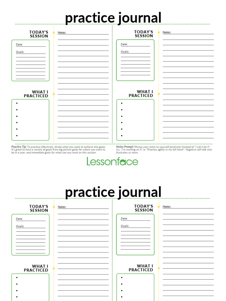 Lessonface Practice Journal For Adults | PDF