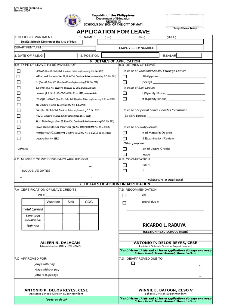 Form 6 Revised | PDF | Parental Leave | Surgery