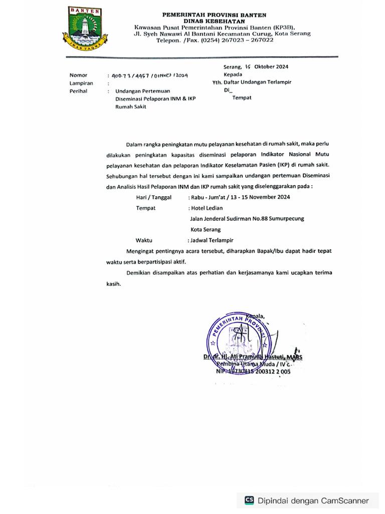 Surat Undangan INM (13-15 Nov 2024) | PDF | Sains & Matematika