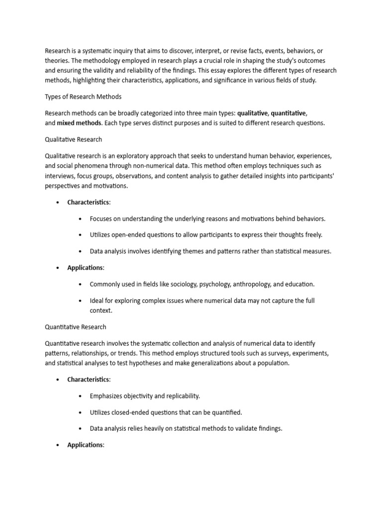 Research Methods | PDF | Methodology | Quantitative Research