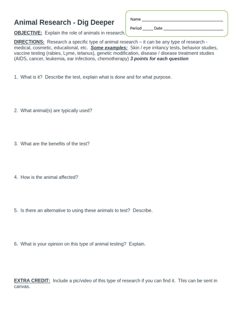 Animal ResearchDig Deeper | PDF | Wellness