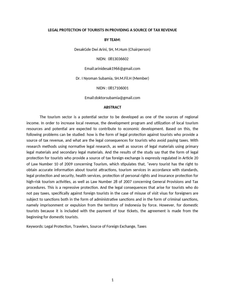 Desak Gde Dwi Arini, I Nyoman Subamia | PDF | Travel Visa | Tourism