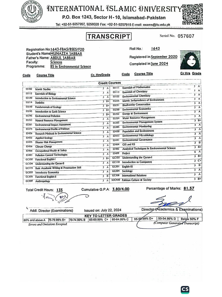BS Environmental Sciences | PDF