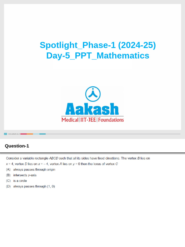 Spotlight Phase-1 (2024-25) Day-5 PPT Mathematics | PDF