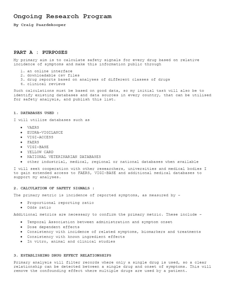 Drug Safety Signal Analysis Program | PDF | Clinical Trial | Standard ...