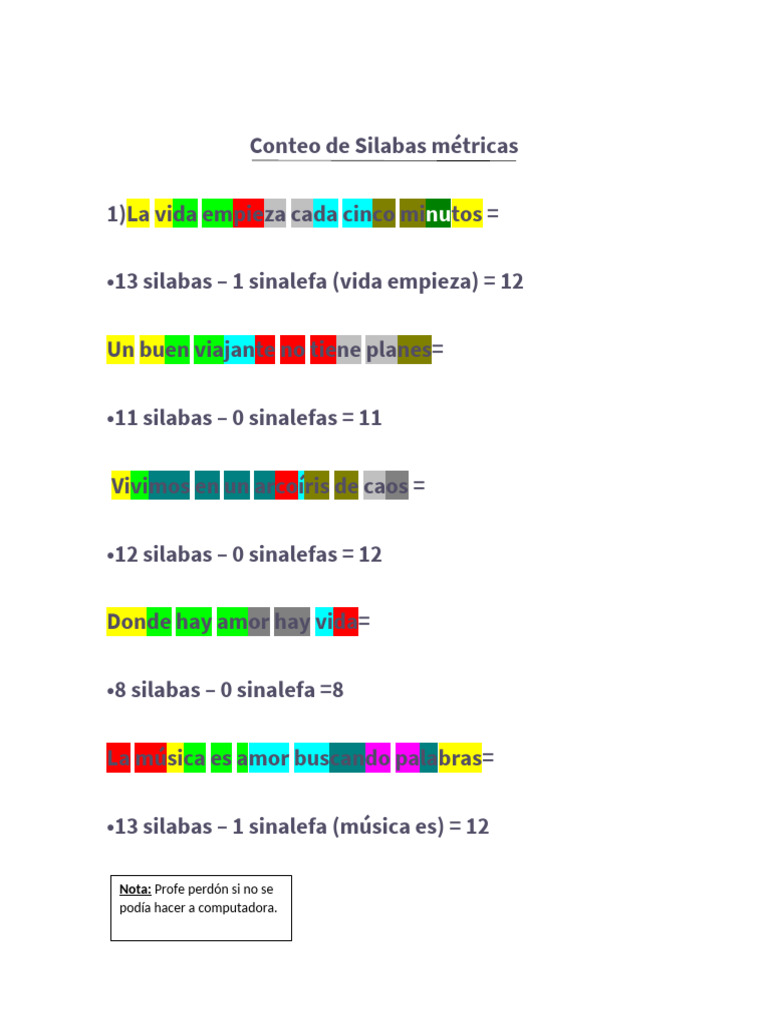 Conteo de Silabas Métricas | PDF