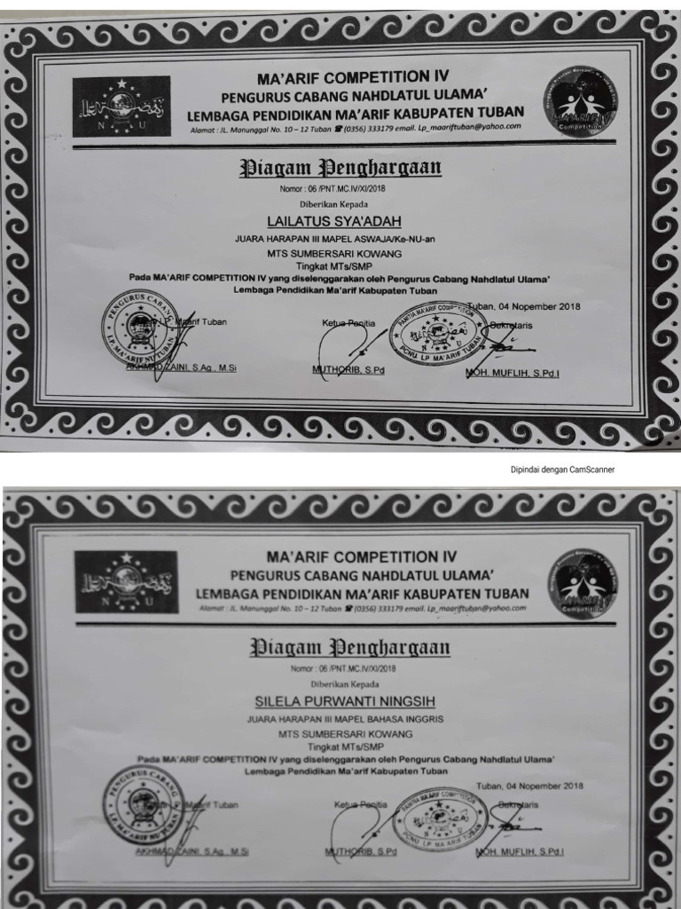 5.1 Piagam Prestasi Akademik Siswa | PDF