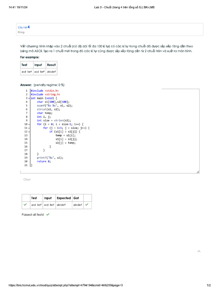 Lab 3 Chuoi - Cau 4 | PDF