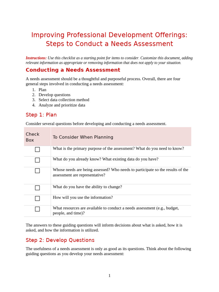 Assessment Steps | PDF | Needs Assessment | Educational Assessment