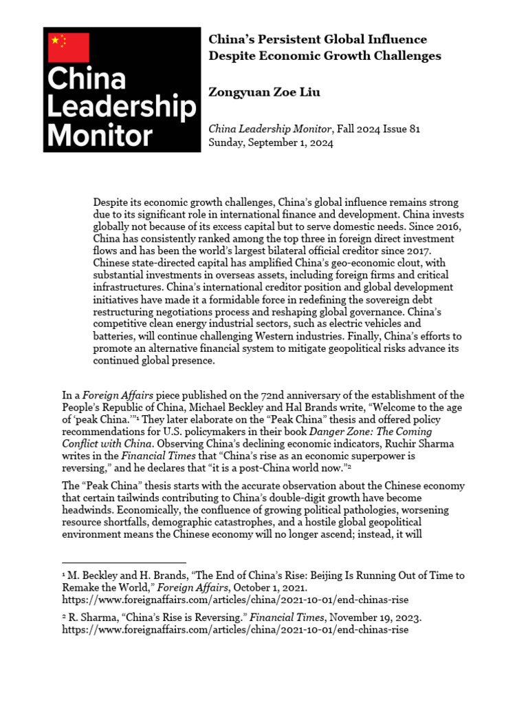 Zongyuan Zoe Liu CLM Issue 81 September 2024 | PDF | China | World Politics
