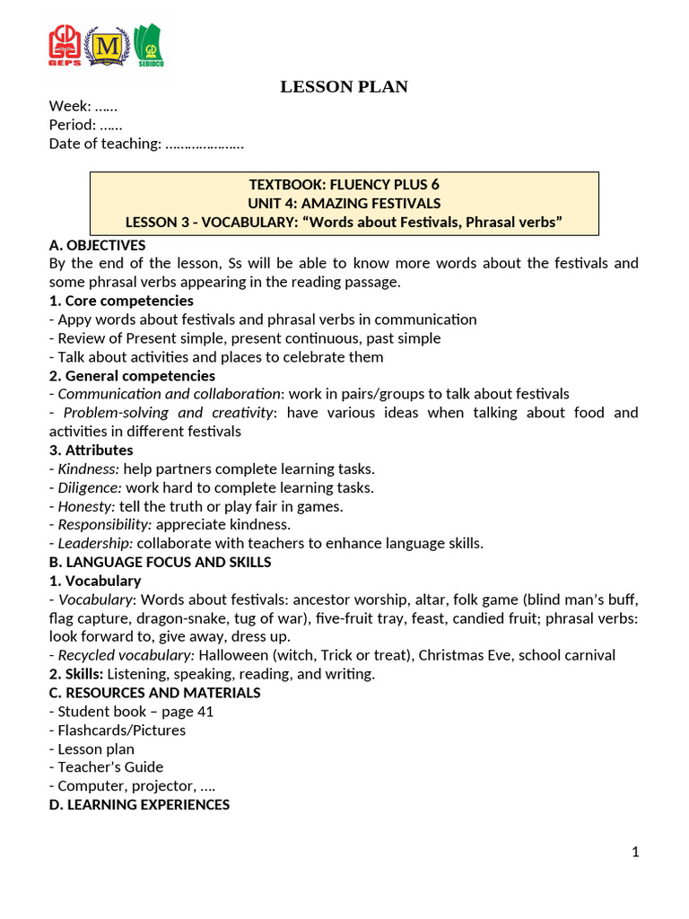 Fluency Plus 6 - Unit 4.3 - Vocabulary | PDF | Vocabulary | Word