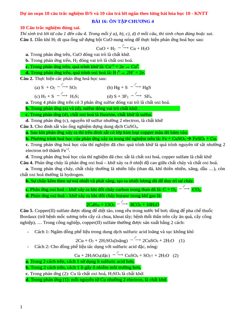 Bai 16 On Tap Chuong 4 - KNTT. Dinh Thi Hong Nhung | PDF