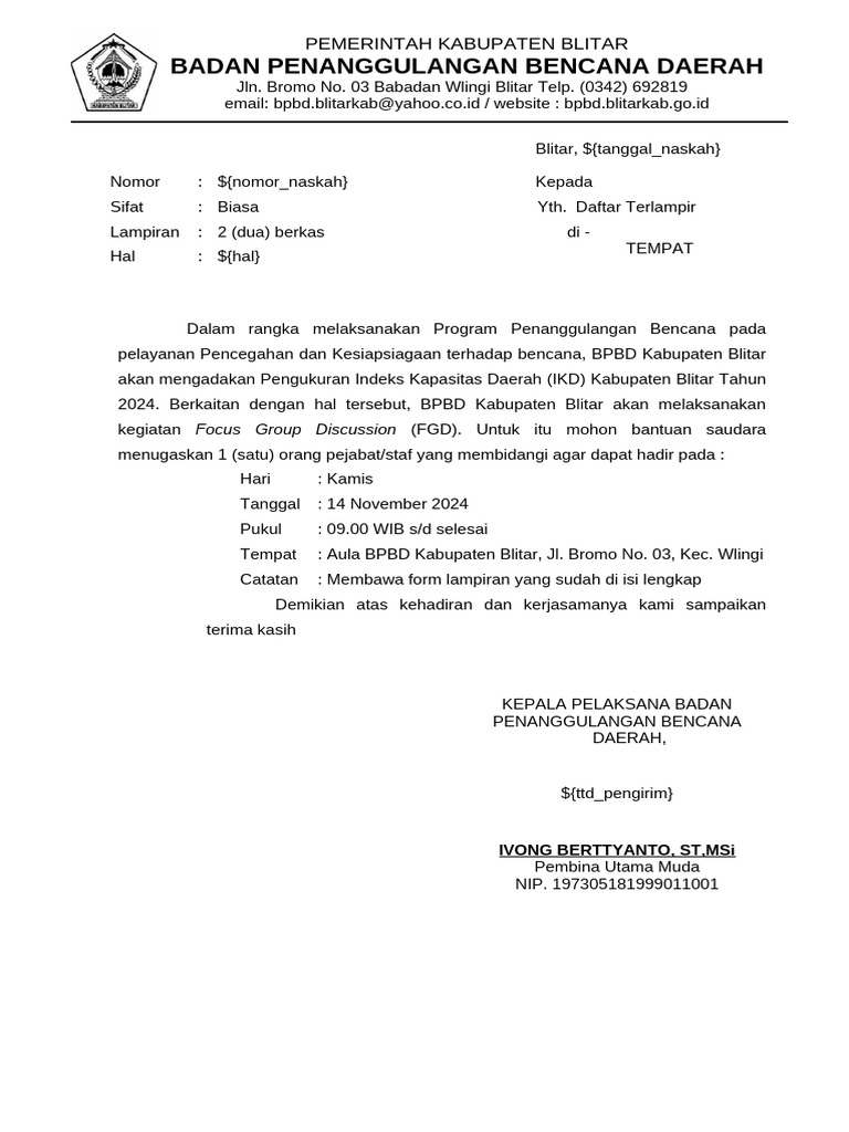 Surat IKD - FGD 1 | PDF