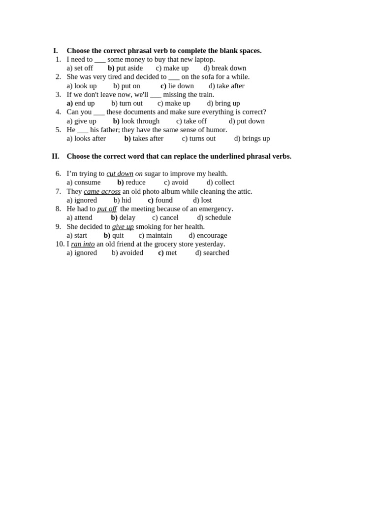 Phrasal Verb Exercise | PDF | Language Arts & Discipline | Home & Garden